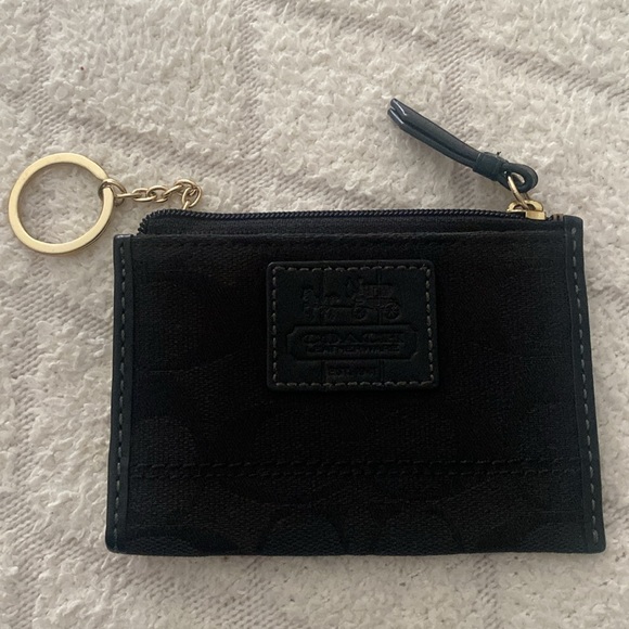 Coach | Bags | Coach Black Canvas Keychain Pouch | Poshmark